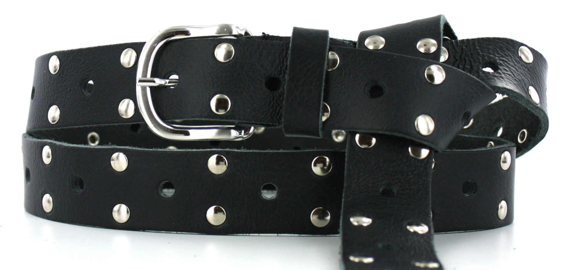 Leren riem met studs - Dames riem - 100% echt leer - Lederriemen